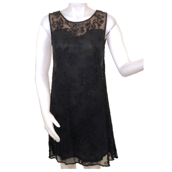 Vintage | Dresses | Vintage Beaded Silk Lbd Cocktail Dress 4s Glam ...